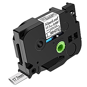NineLeaf Black on White Heat Shrink Tubes Label Tape Compatible for Brother HSe-241 HSe241 HS241 HS-241 use for P-Touch PT300 ST1150 PT1750 Label Maker - 17.7mm (0.69inch) x 1.5m (4.92ft)