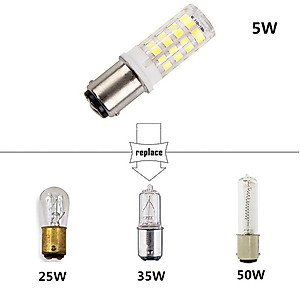 HRYSPN BA15D Double Bayonet Sewing Machine LED Light Bulb 5 Watt Daylight White 6000K Non-dimmable AC110V-130V (Pack of 4)