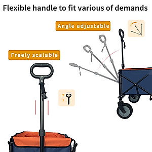 Collapsible Wagon Cart Utility Beach Cart,Big All-Terrain Wheels for Sand with Cargo Straps,Foldable Heavy Duty Beach Wagon for Outdoor Garden Camping Shopping (Antique Blue)