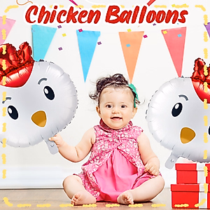 Libima 12 Pcs Chicken Balloons Aluminum Film Farm Animal Decorations Balloons Birthday Party Supplies BBQ Party Decorations Baby Shower Supplies Family Photo Booth Courtyard Decor (Cute Style)