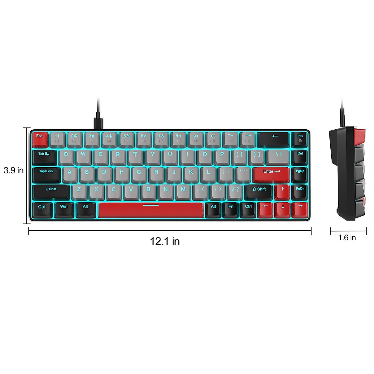 MageGee Portable 60% Mechanical Gaming Keyboard, MK-Box Blue LED Backlit Compact 68 Keys Mini Wired Office Keyboard with Brown Switch for Windows Laptop PC Mac - Grey/Black