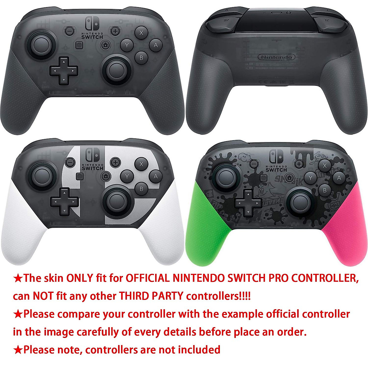 YoRHa Studded Silicone Transfer Print Cover Skin Case ONLY for Nitendo Official Switch Pro Controller x 1(Camouflage Grey) with Pro Thumb Grips x 8