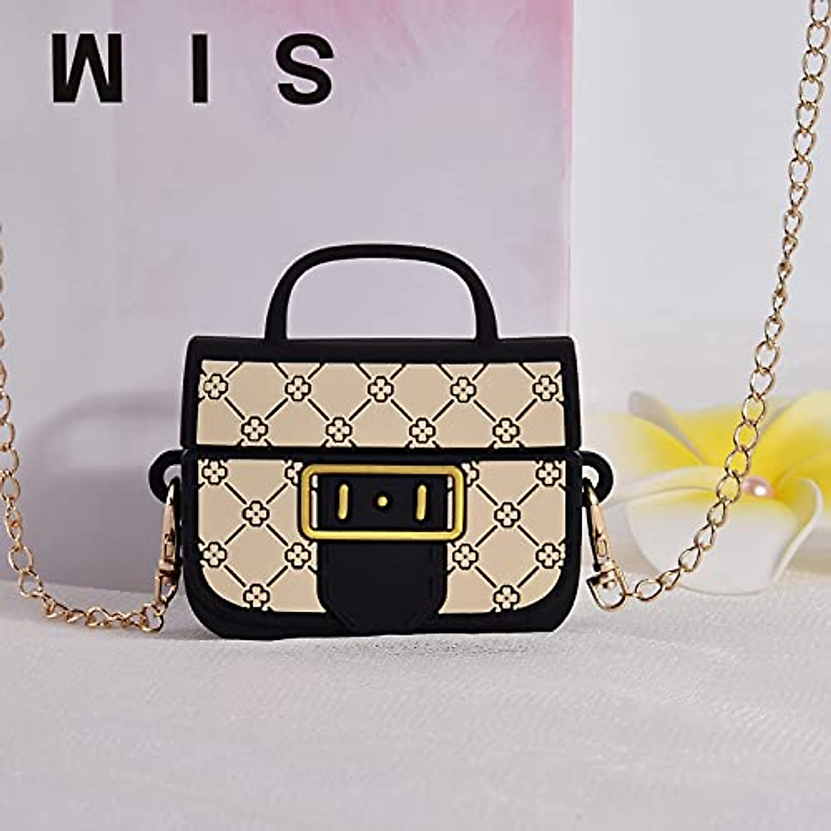 Case for Airpods Pro, Filoto Cute Cartoon Bag Apple Airpod Pro Cover for Women Girls, Silicone Stylish Funny Case for Air Pod Pro Wireless Charging Case Accessories (Black)