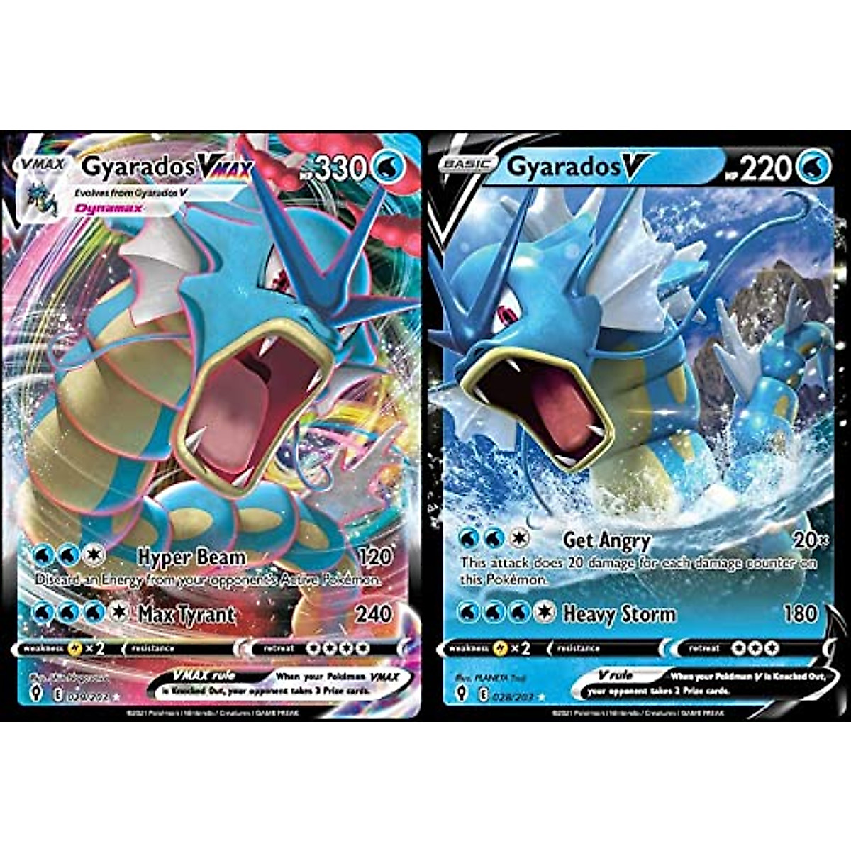 Gyarados V & Vmax Card Lot - Evolving Skies 028/203 & 029/203 - Ultra Rare 2 Card Set