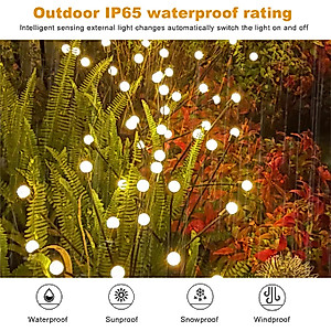 Jpnew Solar Garden Lights 4 Pack Solar Firefly Lights 10LED Waterproof Outdoor Solar Swaying Light, Sway by Wind for Pathway Yard Walkway Patio Fence Decorations Warm White