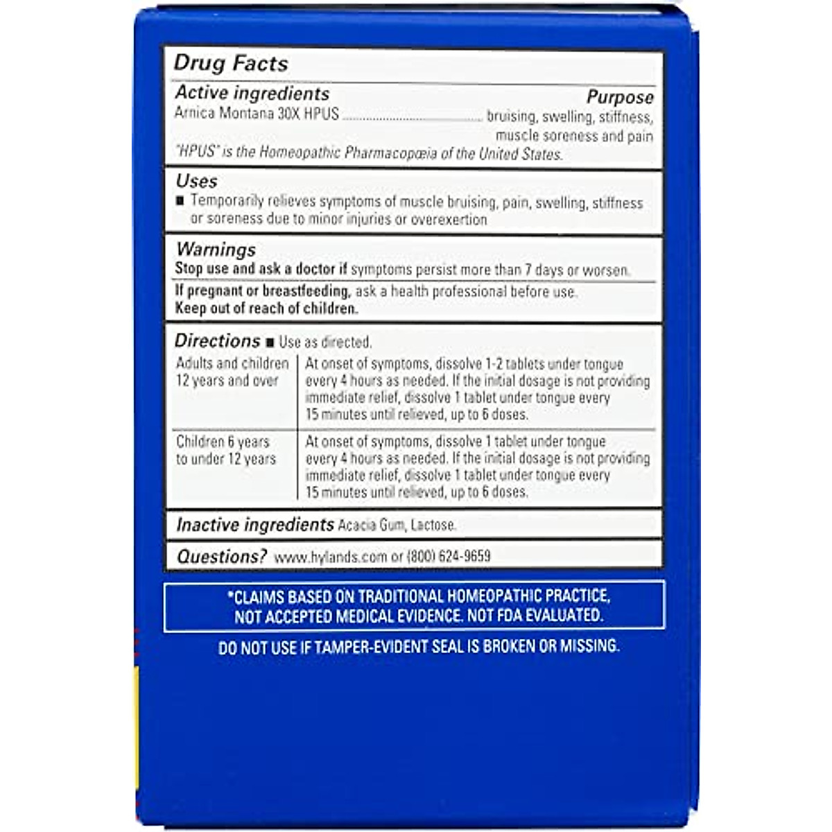 Hyland's Arnica 30x 50 Tablets (3 Pack = 150 Tablets), Bruising, Swelling, Muscle Pain Relief