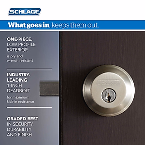 Schlage FB50VACC505605 Deadbolt Lever 1 Side, Highest Residential, Keyed Entry Lock, Security Set_Accent, Bright Brass Finish