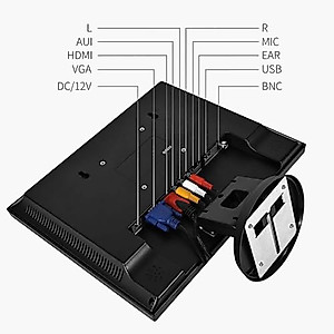 JaiHo 14 Inch LCD Security CCTV Monitor, 1024x768 4:3 Resolution Color TFT LCD Display Screen with HDMI/VGA/BNC/AV Ports for Surveillance Camera, STB and Other Video Equipment, Built-in Speaker