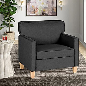 AODAILIHB Accent Chairs for Living Room with Arms Oversized Big Chairs Mid-Century Modern Reading Chair Comfy Club Chair, Bedroom Office Arm Chairs Easy Assembly (1, Dark Grey)