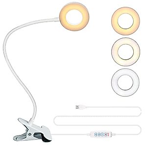 Bekada LED Desk Light with Clamp for Video Conference, USB Reading Light Laptop Light for Computer Webcam, Clip on LED Ring Light for Zoom Meetings , 3 Colors and 10 Dimming Level (White)