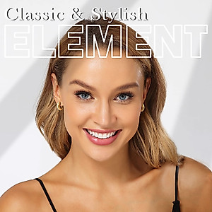 Wowshow Gold Hoop Earrings for Women 14K Gold Plated Hoops Chunky Open Hoops Earrings Lightweight 16mm