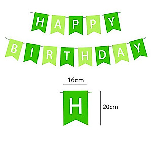 Pargleev Happy Birthday Banner Green, Boys Girls Birthday Large Hanging Bunting Confetti Balloons Garland Party Decoration for Boys Kids
