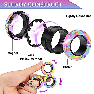 9Pcs Magnetic Rings Fidget Toy Set, ADHD Anxiety Magnetic Fidget Toys Adults Fidget Spinner Rings for Relief, Gifts for 8+ Year Old Teen Boy Girl