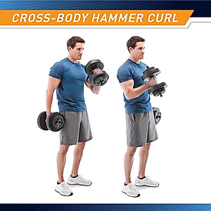 Marcy 40 Pound Vinyl Dumbbell Set with Adjustable Weights for Weightlifting and Bodybuilding, Sold in Pair, 20 lb for Each VB-40