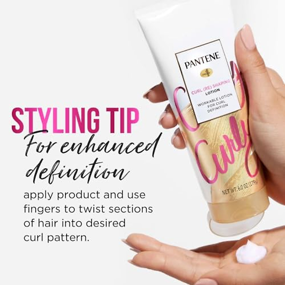 Pantene Pro-V Curl Cream Hair Lotion, Moisturizing Curl Defining Cream, Anti Frizz for Wavy or Curly Hair, with Vitamin B5, Pack of 3, 18 oz Total