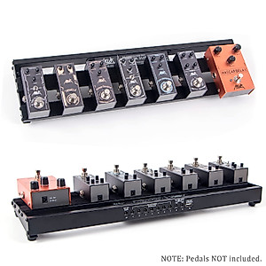 AKLOT Guitar Pedal Board with Built-in Power Supply Guitars Effect Pedalboard Aluminium Alloy Power Supply 19" x 5" with Bag, Pedal Cable