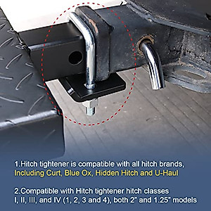 DICMIC Hitch Tightener, Stainless Steel Anti-Rattle Stabilizer for 1.25” and 2" Hitch Receiver, Long-Lasting U-Bolt for Safe Transportation