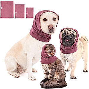 Sanwuta 3 Pcs 3 Size Dog Ear Cover Dog Calming Hoodie for Anxiety Relief, Pet Neck and Ears Warmer Dog Calming Hood for Grooming, Bath Drying and Noise Protection, Cats and Dogs Ear Protector, S/M/L