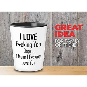 Bubble Hugs Family Shot Glass 1.5oz - I Fcking Love You - Husband Funny Dad Wife Spouse Fiance Fiancee Daughter Children Son