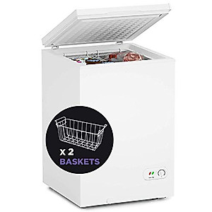 Northair Chest Freezer - 3.5 Cu Ft with 2 Removable Baskets - Reach In Freezer Chest - Quiet Compact Freezer - 7 Temperature Settings - White