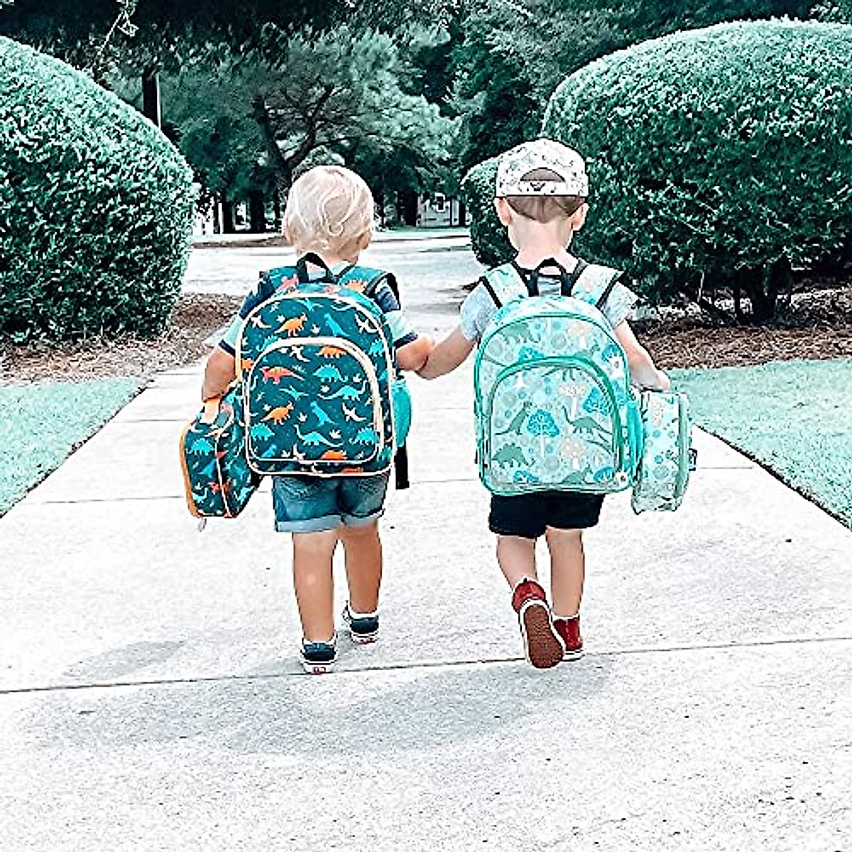 Wildkin 12 Inch Backpack Bundle with 14 Ounce Steel Reusable Water Bottle (Jurassic Dinosaurs)