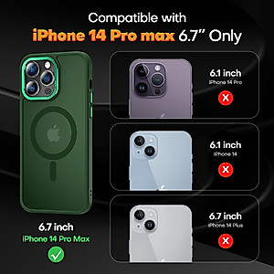 KISEN for iPhone 14 Pro Max Case Magnetic Compatible with MagSafe Slim Translucent Matte Phone Case Cover 6.7 inch, Alpine Green