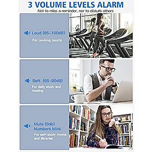 Revolutionary Digital Kitchen Timer: Large LED Display, 3 Volume Levels, Magnetic & Portable - Ideal for Cooking, Teaching, Fitness, & More!(Black)