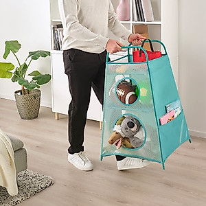 Storage with compartments, turquoise organiz (polyester)