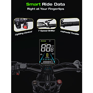 tifgalop Adult Electric Bike, 2000W Motor Maximum Speed 37MPH and 52V 22Ah Detachable Lithium Battery, Maximum Range 80km, 26 Inch Fat Tire Mountain Snow Beach Electric Bike