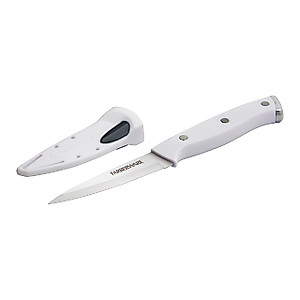 Farberware Edgekeeper Triple Riveted Paring Self-Sharpening Blade Cover, High Carbon-Stainless Steel Kitchen Ergonomic Handle, Razor-Sharp Knife, 3.5 Inch, White