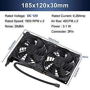 Wathai Graphic Card Pcl Slot Fan 2 x 90mm 92mm for CPU GPU Cooler VGA Cooling