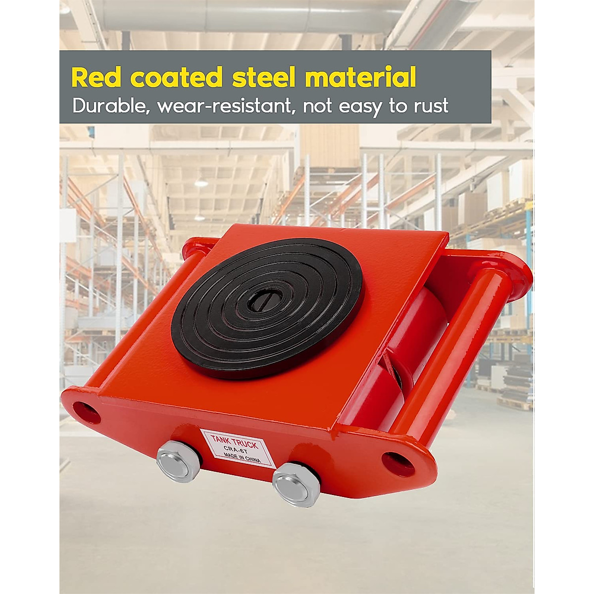 GCCSJ 6T Machinery Skate Dolly, 13200lbs Machinery Moving Skate Machinery Mover Skate with 360° Rotation Cap, Dolly Machinery Skate for Industrial Moving Equipment