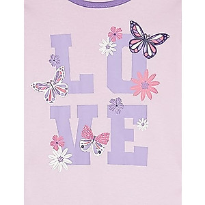 The Children's Place Girls' Long Sleeve Top and Pants Snug Fit 100% Cotton 2 Piece Pajama Set, Butterfly Floral-Big Kid