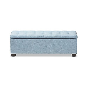Baxton Studio Orillia Modern and Contemporary Light Blue Fabric Upholstered Grid-Tufting Storage Ottoman Bench
