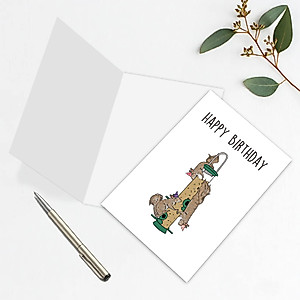 Leinessy Bird Feeder Happy Birthday Card, Funny Birthday Card for Dad Husband Friend, Lovely Squirrel Bday Card