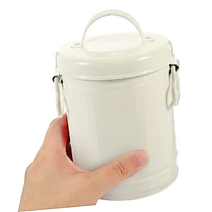 KOMBIUDA Desktop Trash Can Desktop Wastebasket Counter Garbage Bin Trash Container Mini Dumpster Car Trash Can Bags Tabletop Trash Can Iron Pencil Office Storage Barrel White
