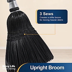 Yocada Heavy-Duty Broom Commercial Indoor Outdoor Broom 55.5 inch Tall for Courtyard Garage Lobby Mall Market Floor Home Office Leaves Stone Dust Rubbishb Black