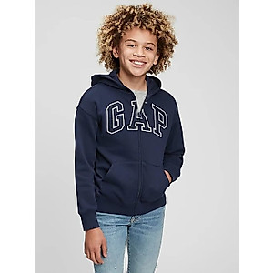 GAP boys Logo Hoodie Zip Sweatshirt, Blue Galaxy, Medium US