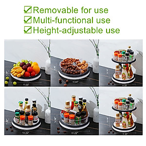 ROYALITA 2 Tier Lazy Susan Organizer for Cabinet, Upgraded 11.5" Clear Lazy Susan Turntable for Table, Detachable 360° Rotating Lazy Susan Spice Storage for Kitchen, Pantry, Refrigerator, Countertop