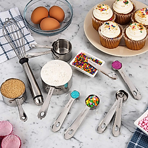 Stainless Steel Measuring Cups And Spoons Set - Heavy Duty, Metal Kitchen Measuring Set For Cooking And Baking Food For Dry Ingredients - Stackable Nesting Measuring Cups - Gordo Boss Measuring Spoons