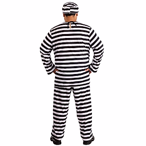 Men's Plus Size Prisoner Costume Striped Prison Jail Suit - 4X Black