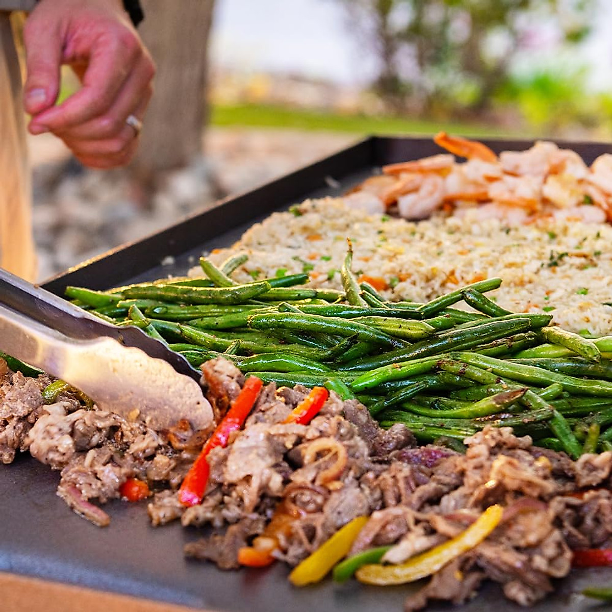 Nexgrill Daytona 3-Burner Propane Gas Griddle with Side Tables, 45000 BTUs Flat Top Grill, 630 SQ. in. Hot Rolled Steel Cooking Space, Outdoor Cooking Barbeque, Black - 720-1057B