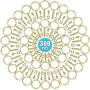 Keychain Rings for Crafts Gold, PAXCOO Key Chains Rings Kit Includes 100Pcs Split Key Ring with Chain, 100pcs Jump Rings and 100pcs Screw Eye Pins for Resin Keychain Making