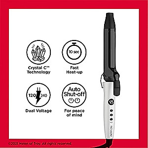 Revlon Crystal C + Ceramic Hair Curling Iron | Long-Lasting Shine and Less Frizz, (1-1/4 in)