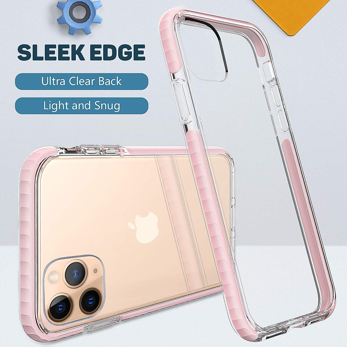 MATEPROX Compatible with iPhone 11 Pro Case Clear Thin Slim Crystal Transparent Cover Shockproof Bumper Case for iPhone 11 Pro 5.8（Pink