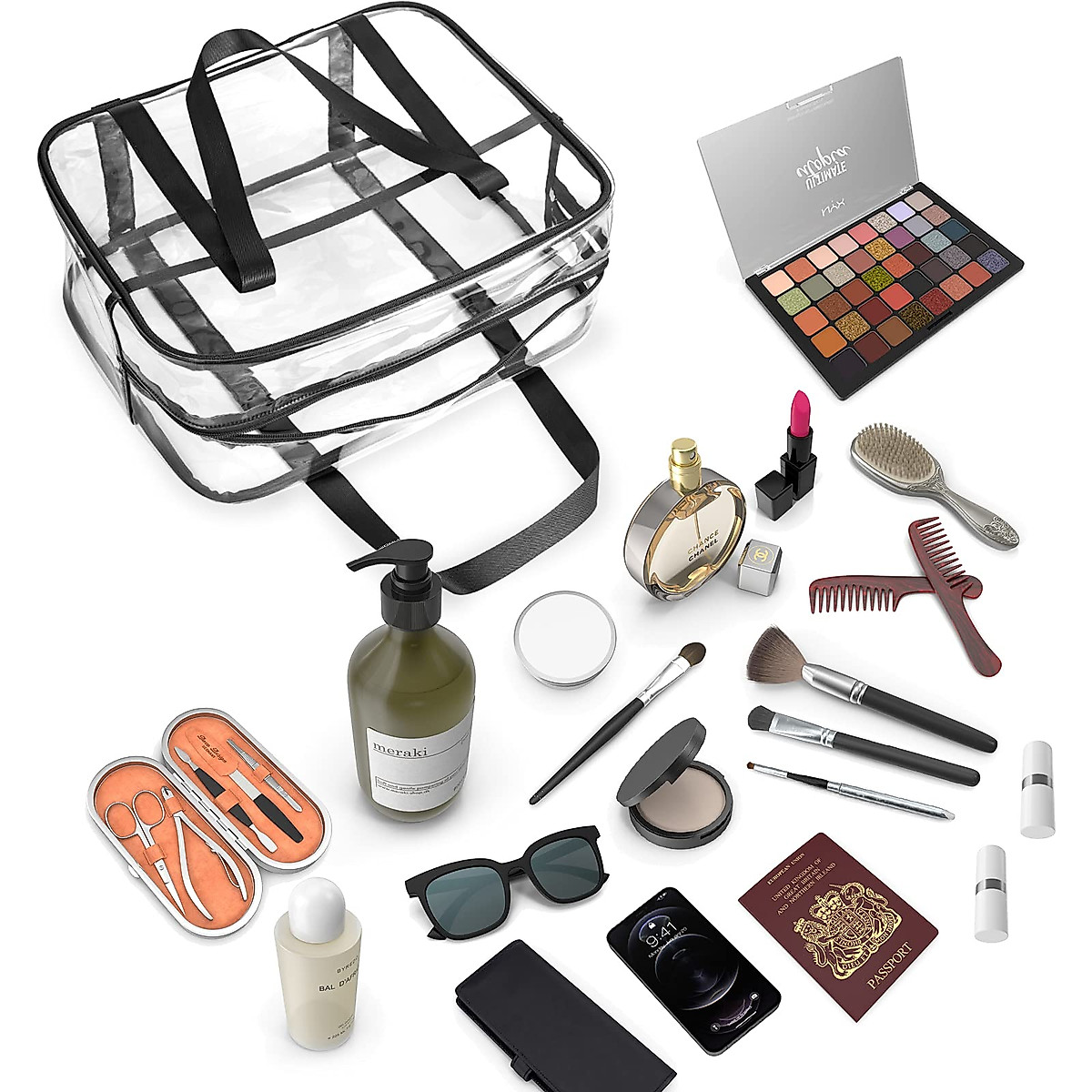 Clear Toiletry Bag Thick Transparent Cosmetic Bag Waterproof Makeup Artist Large Bag Diaper Case Luggage Organizer Storage Easy Clean Large