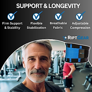 RiptGear Back Brace for Lower Back Pain Relief - Breathable Back Brace for Men and Women - Ideal for Lifting, Work, Sciatica, Herniated Disc, and Lumbar Support - Blue, Large (Waist: 32"-35")