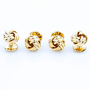 MRCUFF Knot Gold Tone Cufflinks and Studs Tuxedo Set in a Presentation Gift Box & Polishing Cloth