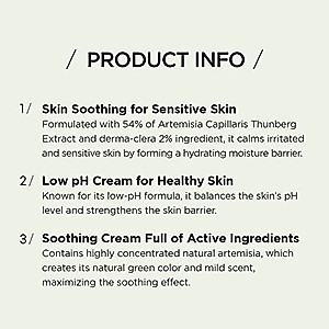 BRING GREEN Artemisia Calming Repair Cream - Daily Skincare Routine for Redness Relief, Soothing Sensitive, Irritated Skin with Salicylic Acid 2.53 fl.oz, 75ml