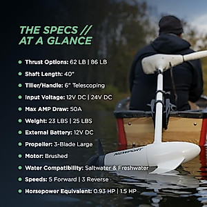 Newport L-Series 86lb Thrust Transom Mounted Saltwater Electric Trolling Motor w/LED Battery Indicator (40" Shaft)